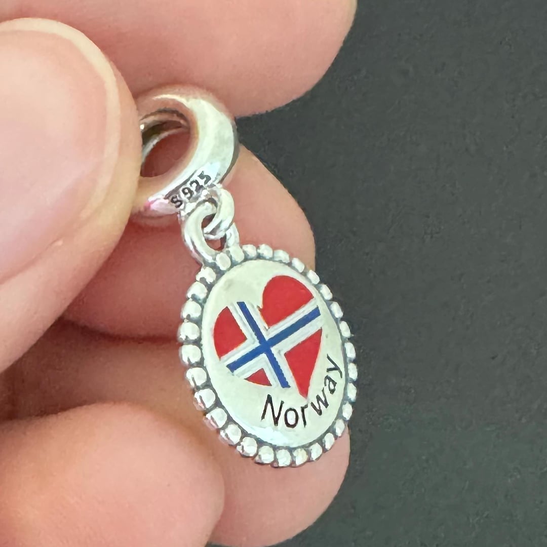 Authentic Pandora Norway Flag Dangle Charm | Pandora Brand Charm ...