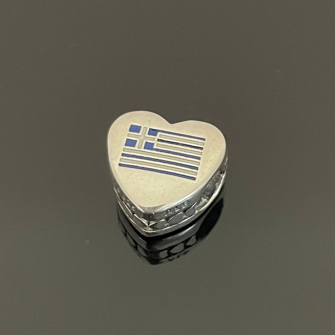 Pandora Greece Flag Heart Exclusive Charm | Pandora Heart Charm for ...