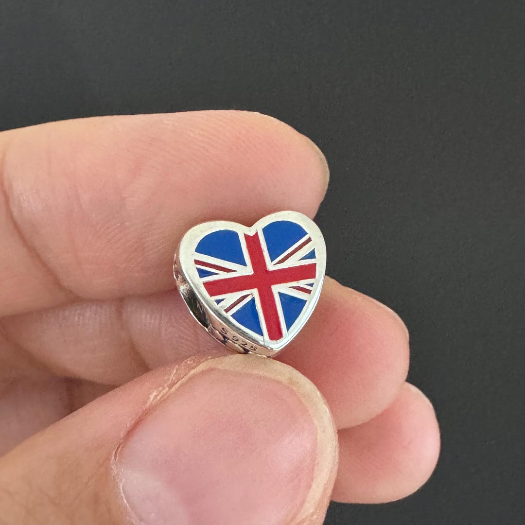 Authentic Pandora Charm | Pandora England Flag Heart Charm |gift for ...