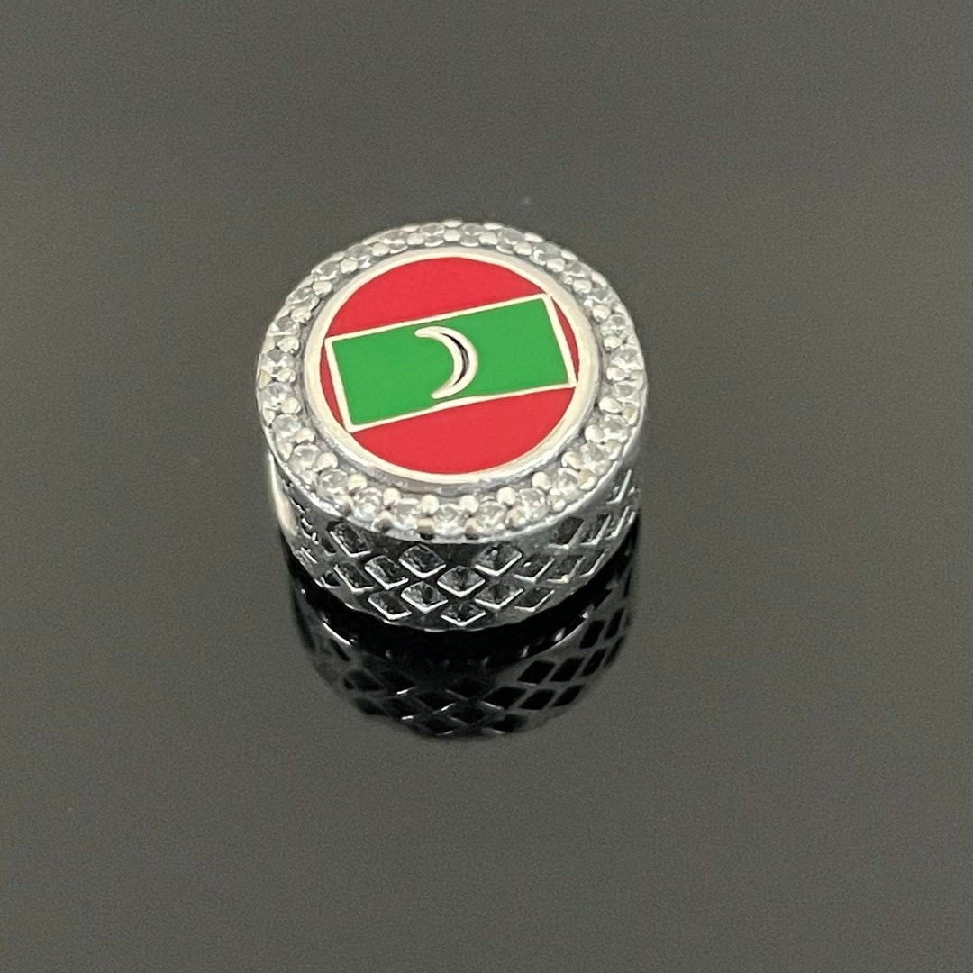 Authentic Pandora | Pandora Maldives Flag Bead Charm | Pandora Beach ...