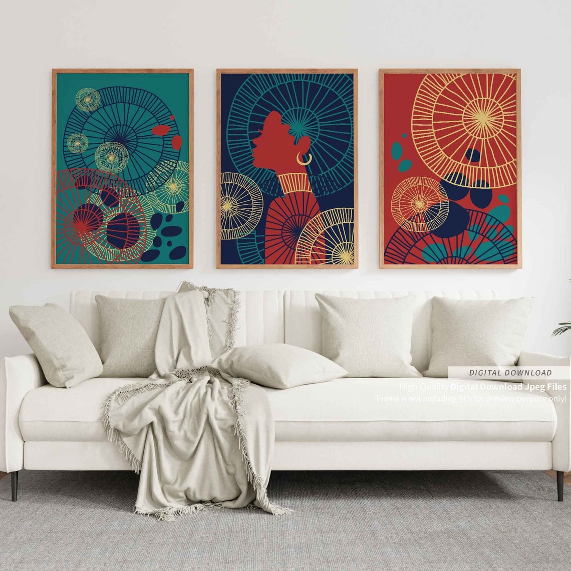 Abstract Posters, With Black Woman and African Motifs, Flat Design in ...