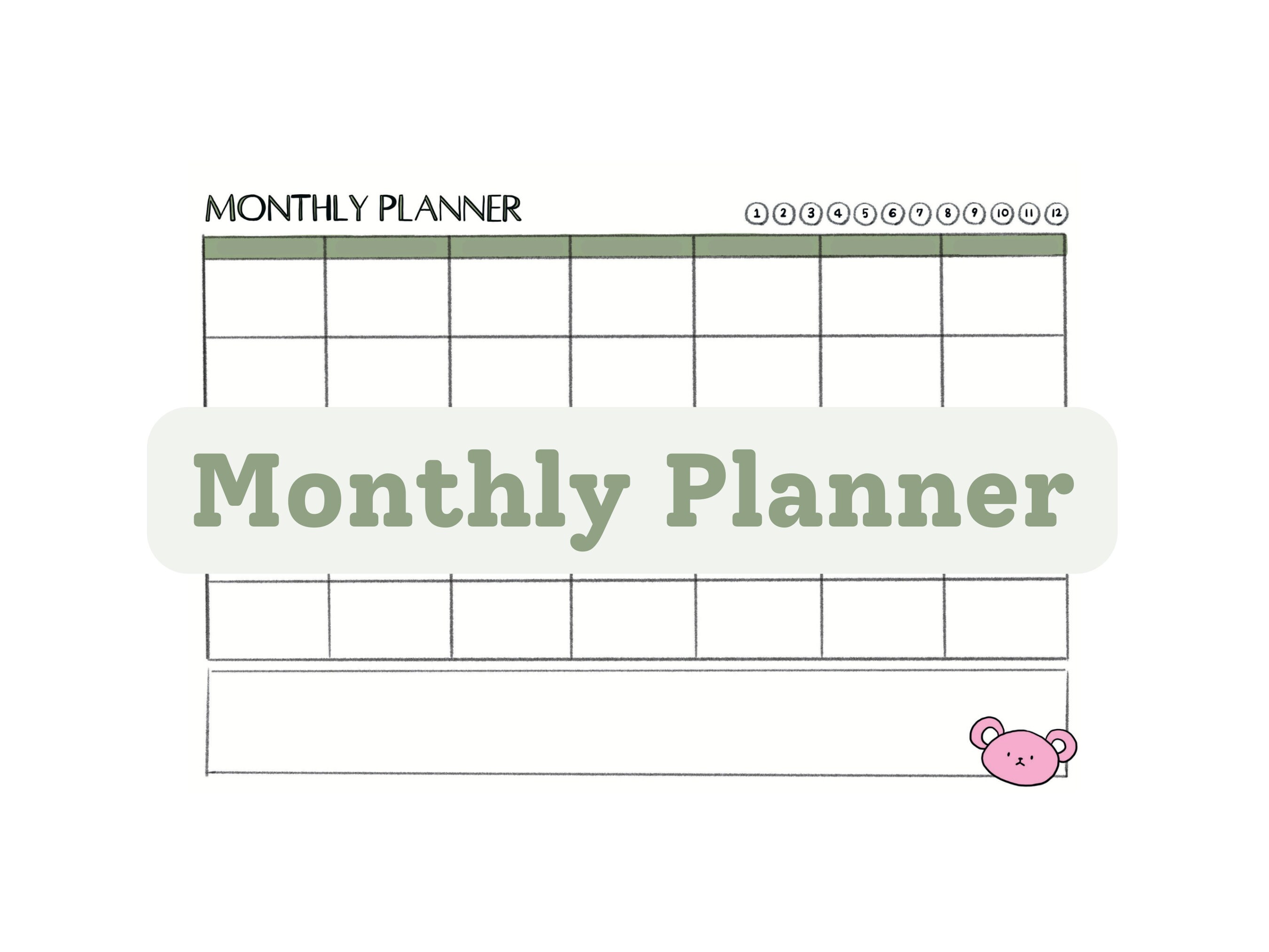 Monthly Blank Calendar, Monthly Planner Template, Blank Monthly ...