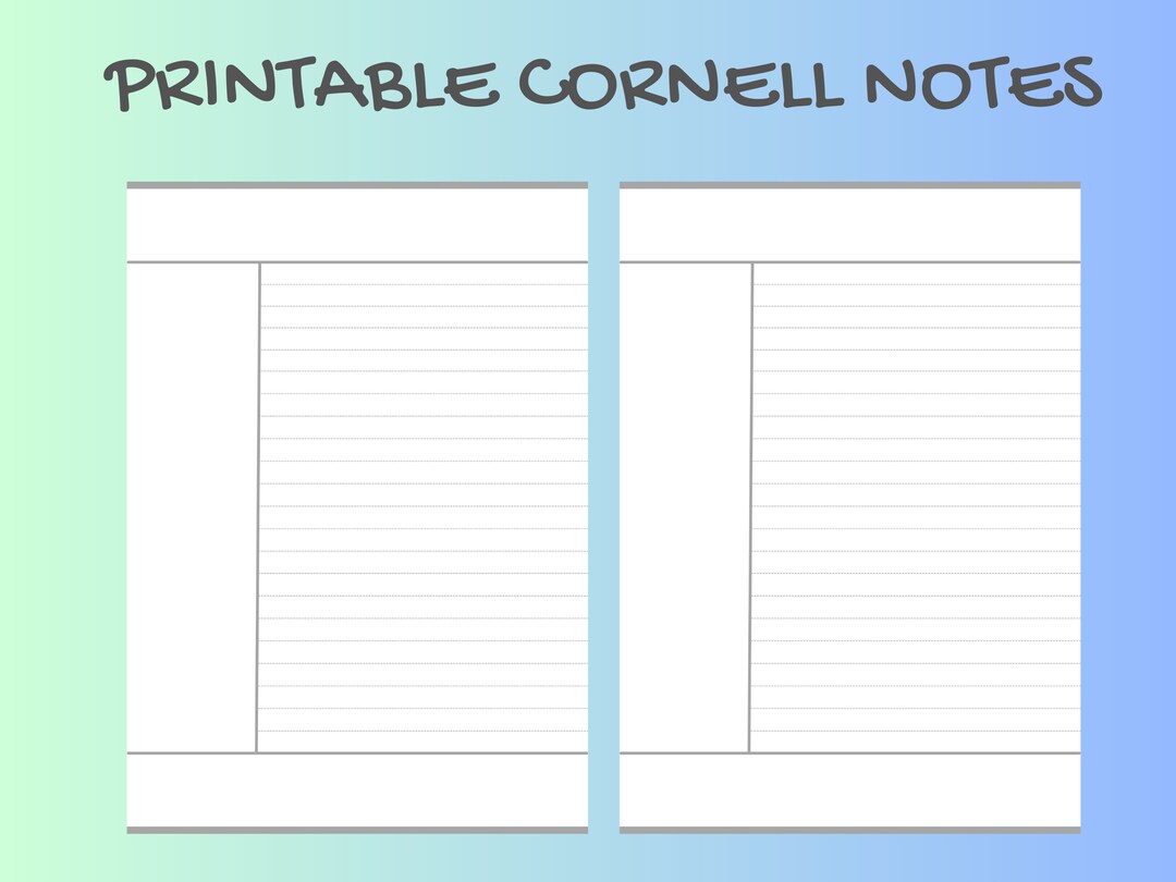 Printable Cornell Notes Template Download and Print at Home - Etsy