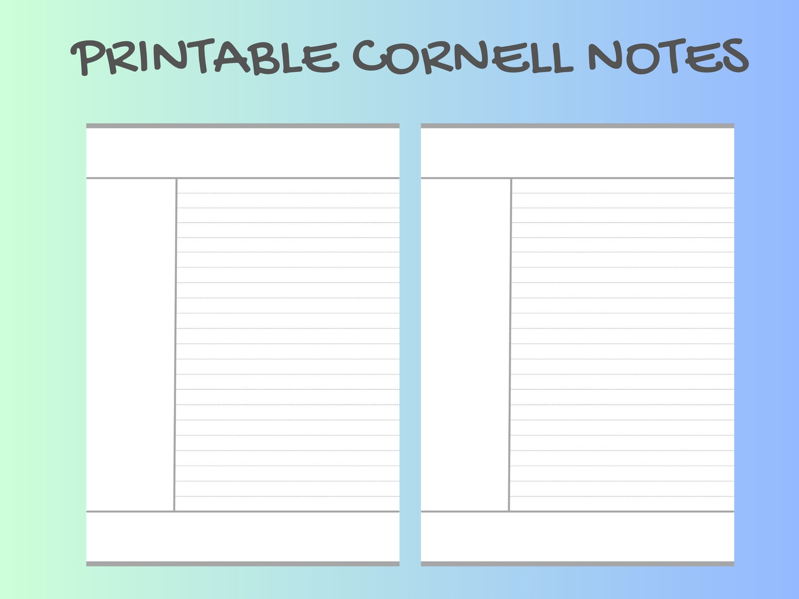 Printable Cornell Notes Template Download and Print at Home - Etsy
