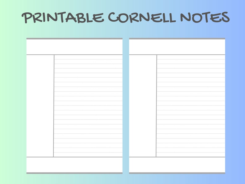 Printable Cornell Notes Template Download and Print at Home - Etsy