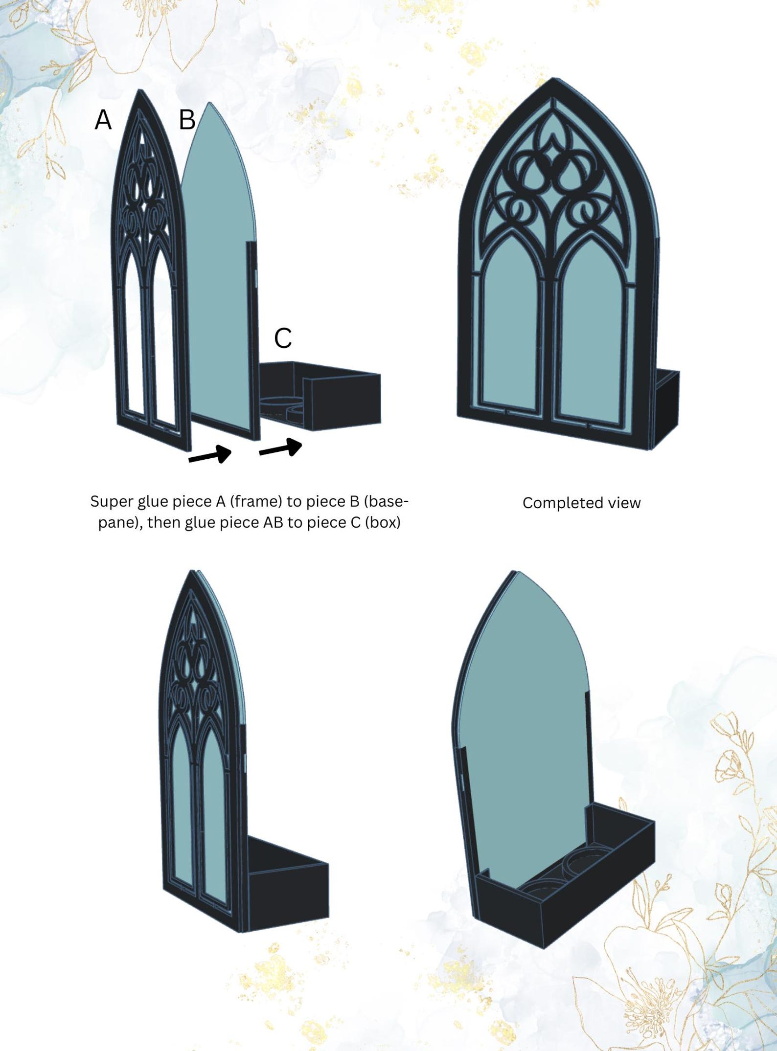 Gothic Cathedral Book Nook STL: 3D Printer Files, Scenic Window ...