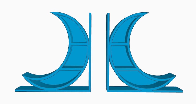 Crescent Moon Bookend STL | 3D Printed Bookshelf Decoration With ...