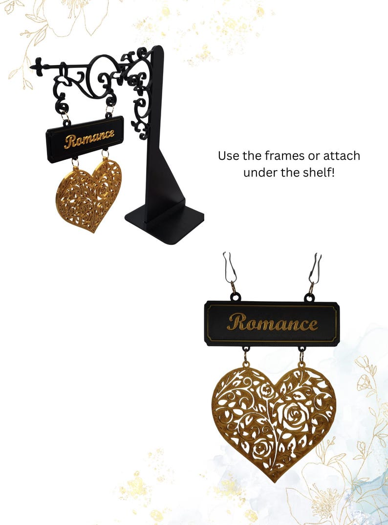 Hanging Library Genre Sign 3D Print File- FULL Set | Home Library Book ...