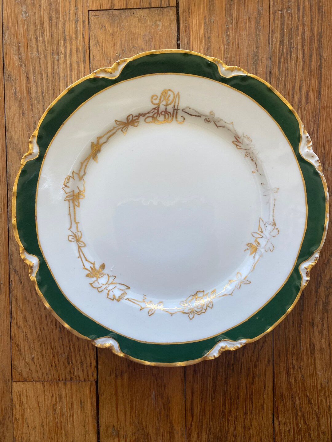 Haviland France Green and Gold China Plate - Etsy
