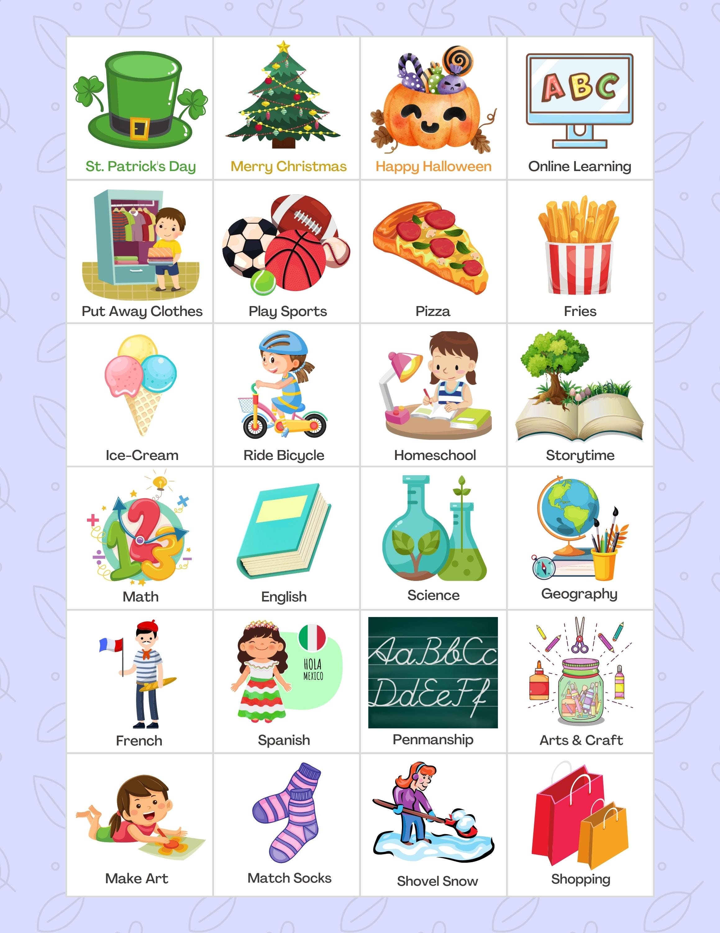 Kid's Activity Cards, Routine Boards or Charts, to Do List, Print ...