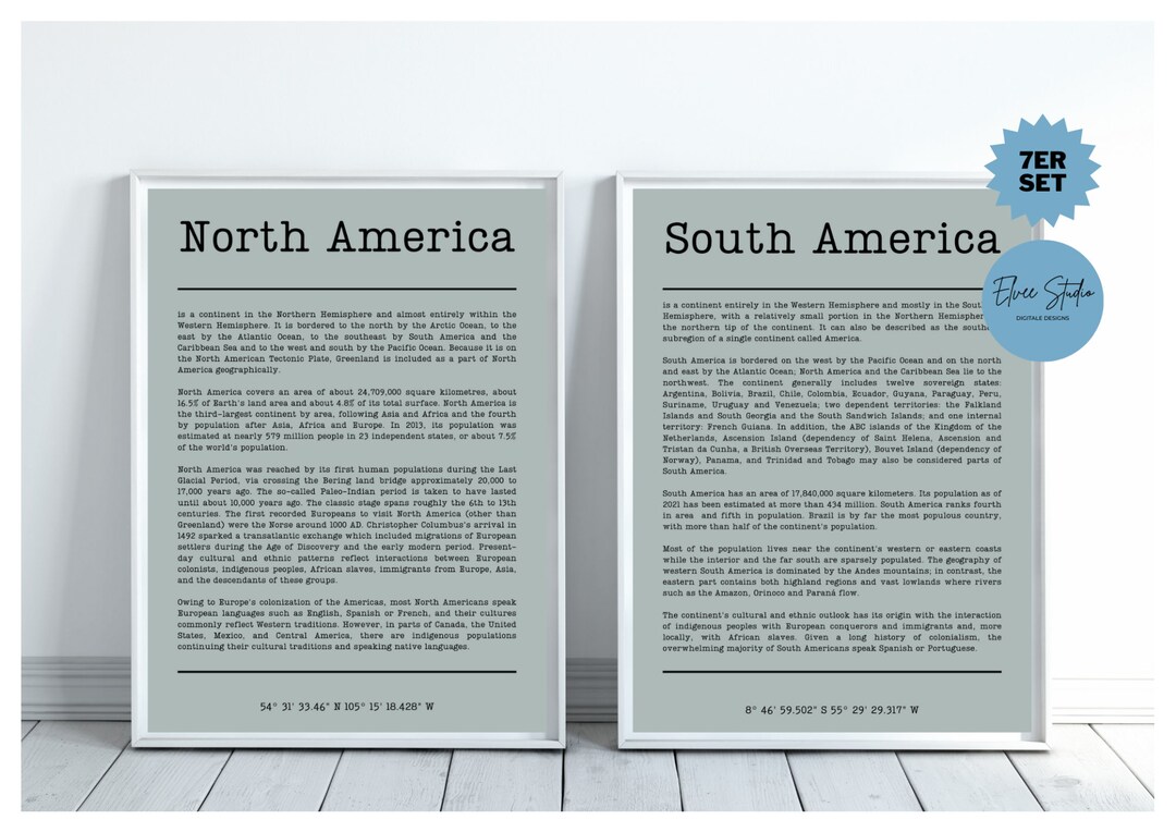 Continents Poster Set Sage Black - Etsy