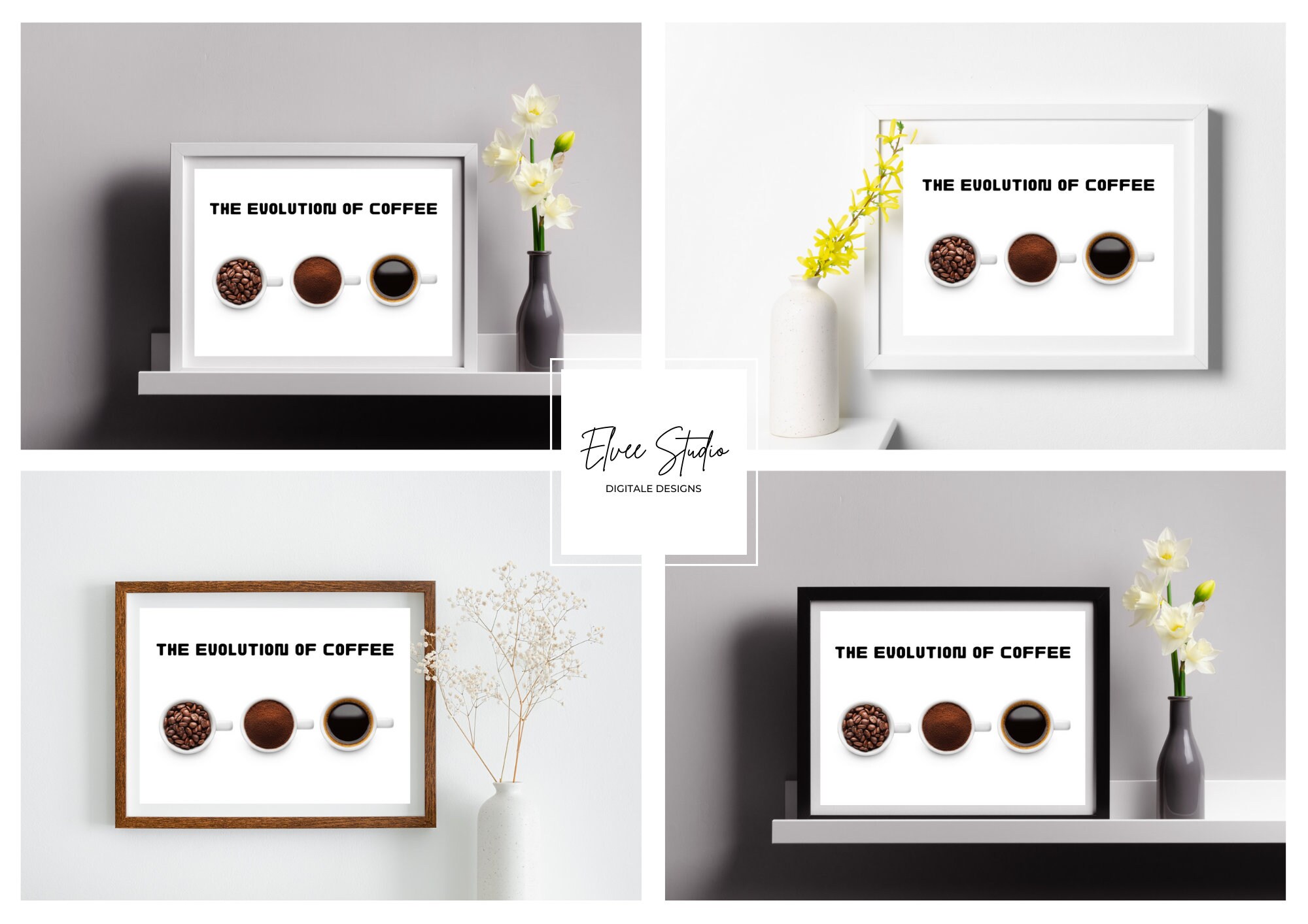 Coffee Poster, the Evolution of Coffee, White - Etsy