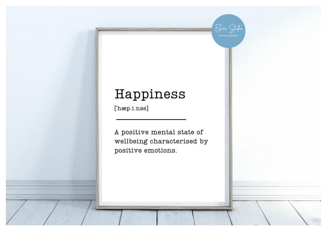 Happiness Definition Poster, Happiness Definition - Etsy