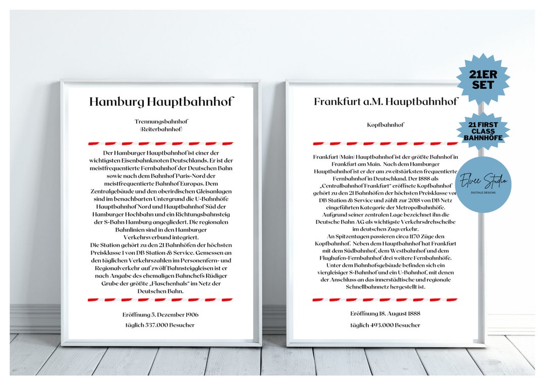 Train Stations Poster Set, Deutsche Bahn, White - Etsy
