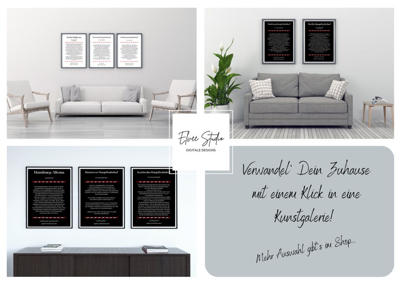 Train Stations Poster Set, Deutsche Bahn, Black and White - Etsy