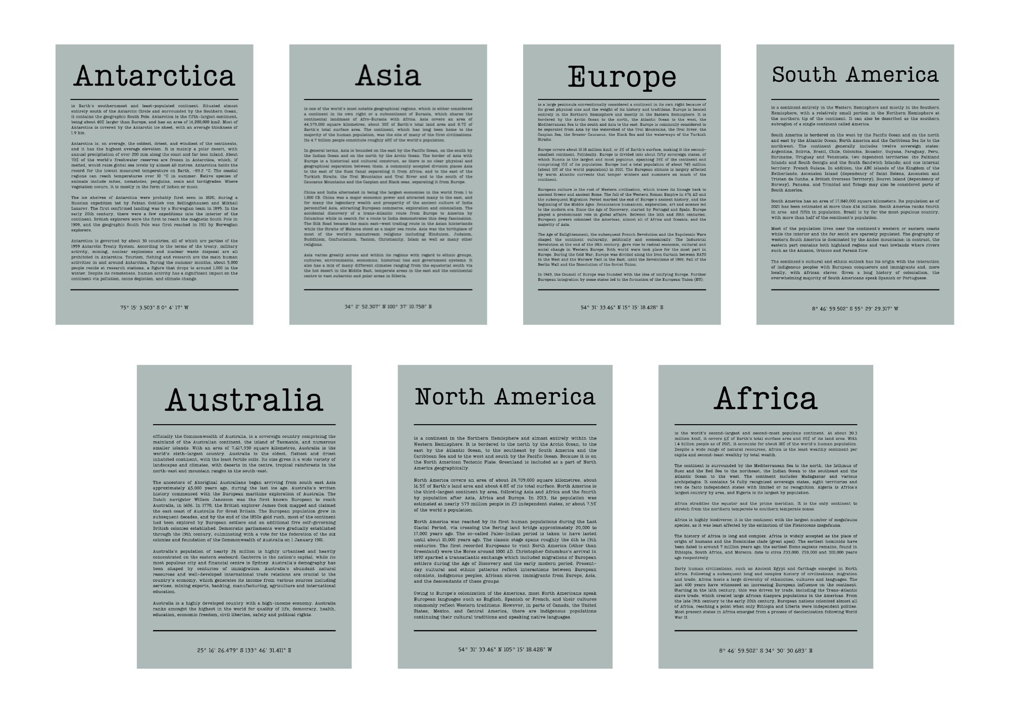 Continents Poster Set Sage Black - Etsy