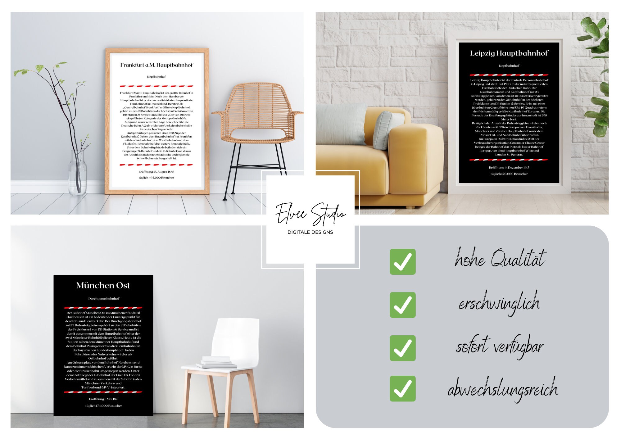 Train Stations Poster Set, Deutsche Bahn, Black and White - Etsy