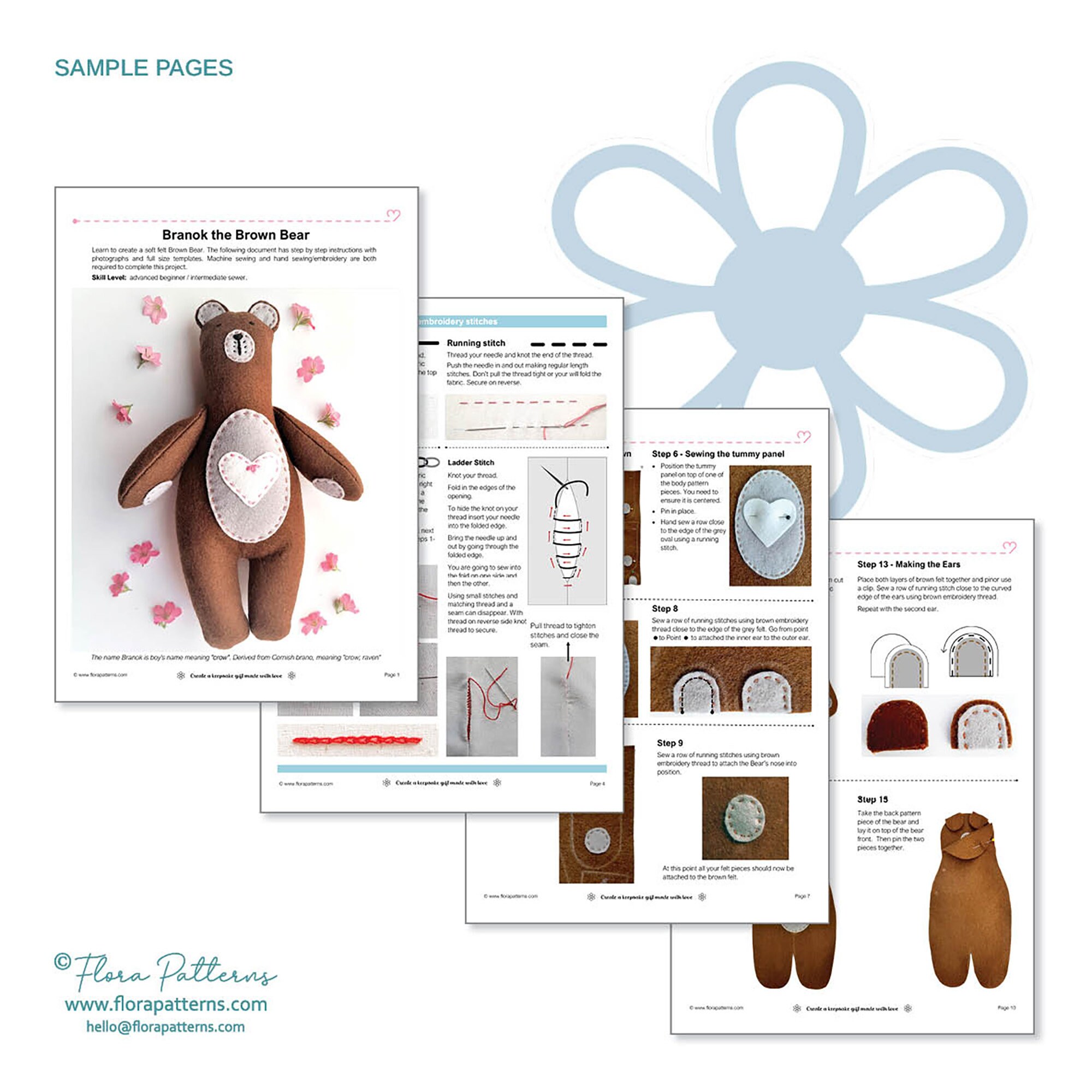 Branok the Brown Bear - Felt Toy Pattern Pdf Downloadable - Etsy