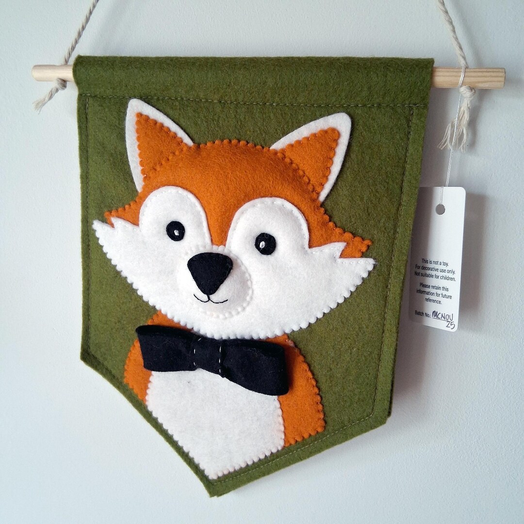 Fox Pennant Flag, Wall Hanging, Felt Art - Etsy