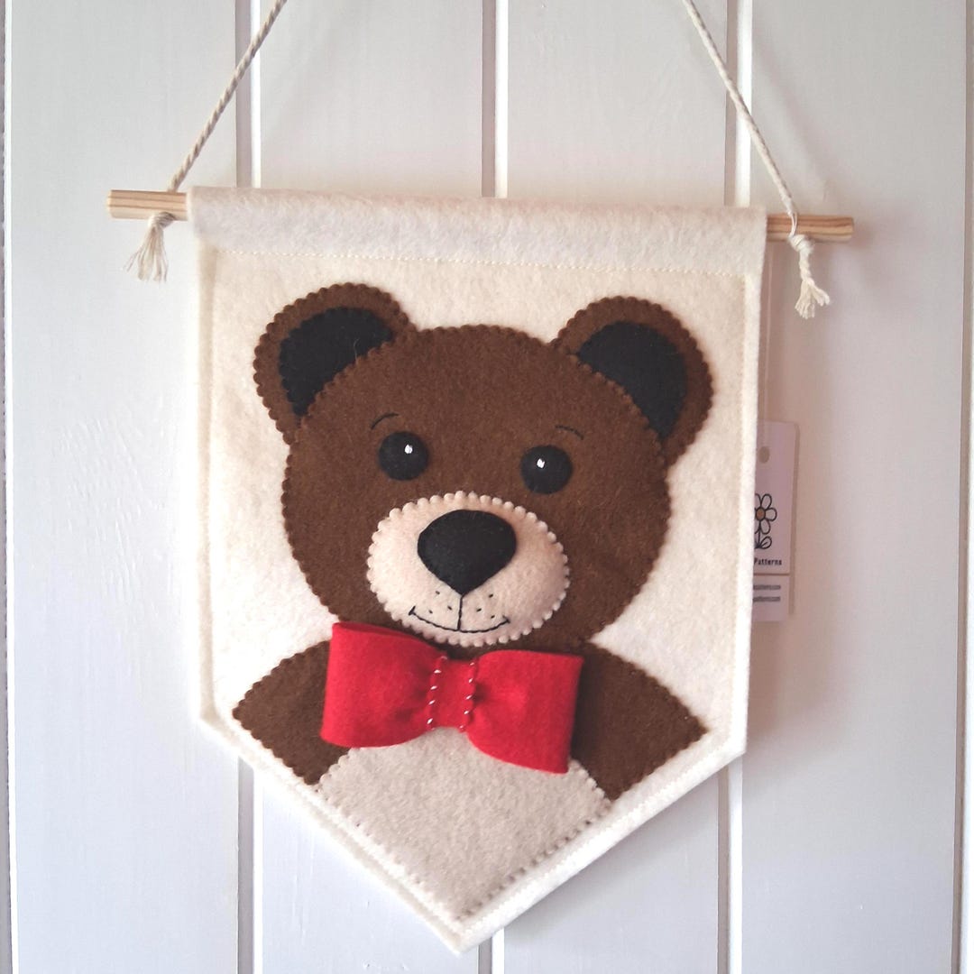 Bear Pennant Flag With Red Bow Tie - Etsy