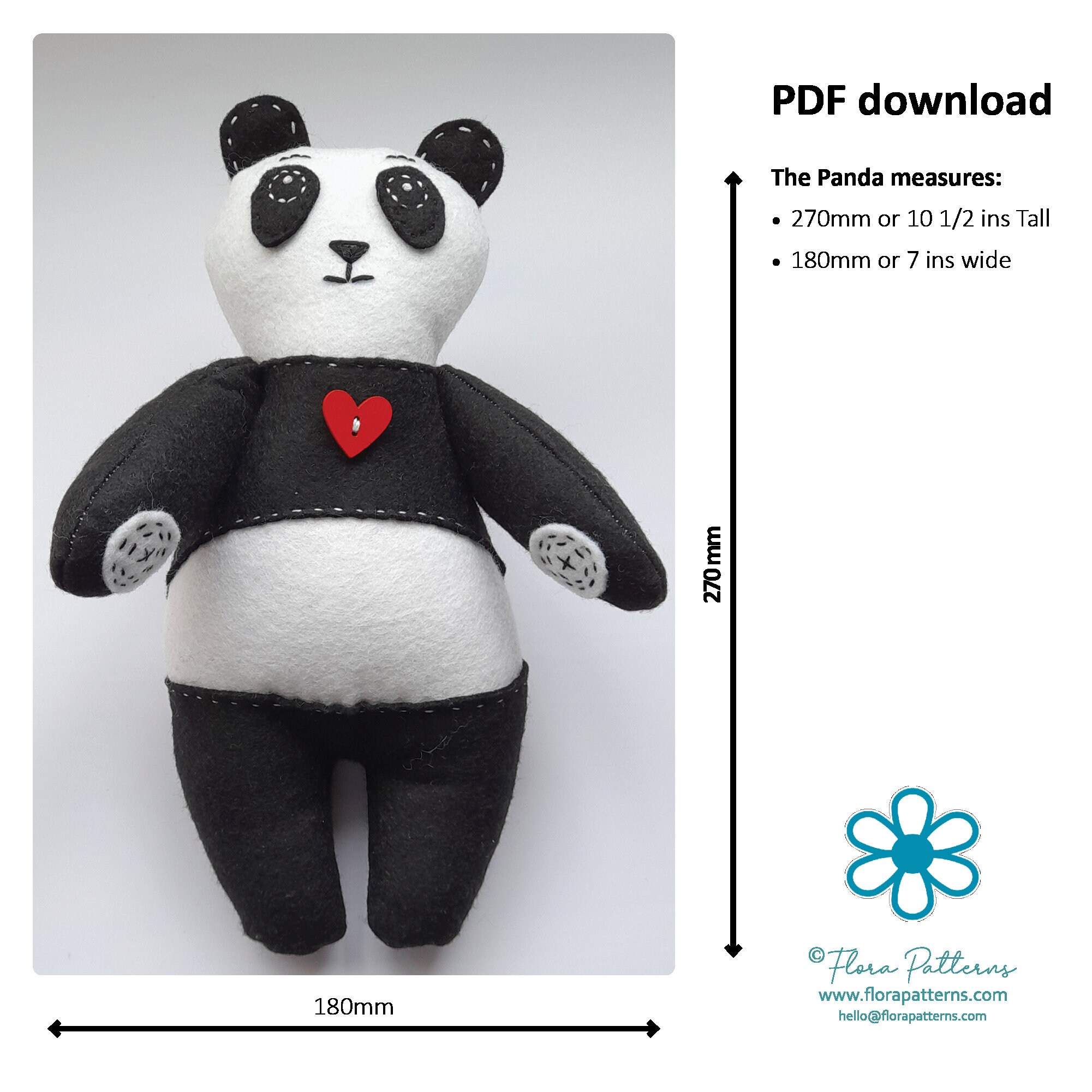 Felt Toy Panda PDF Pattern - Etsy
