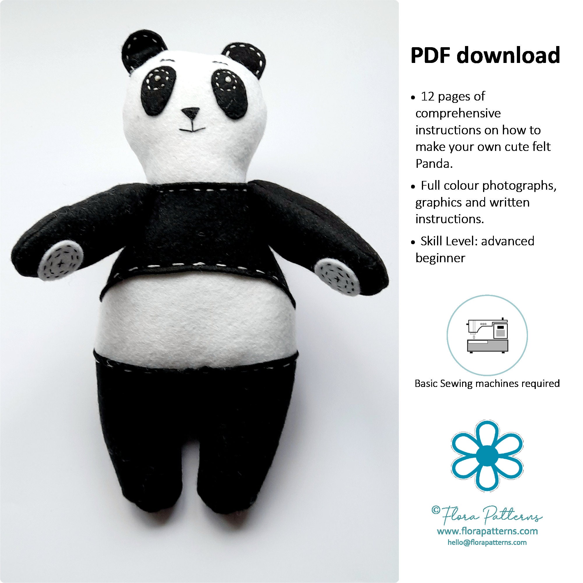 Felt Toy Panda PDF Pattern - Etsy