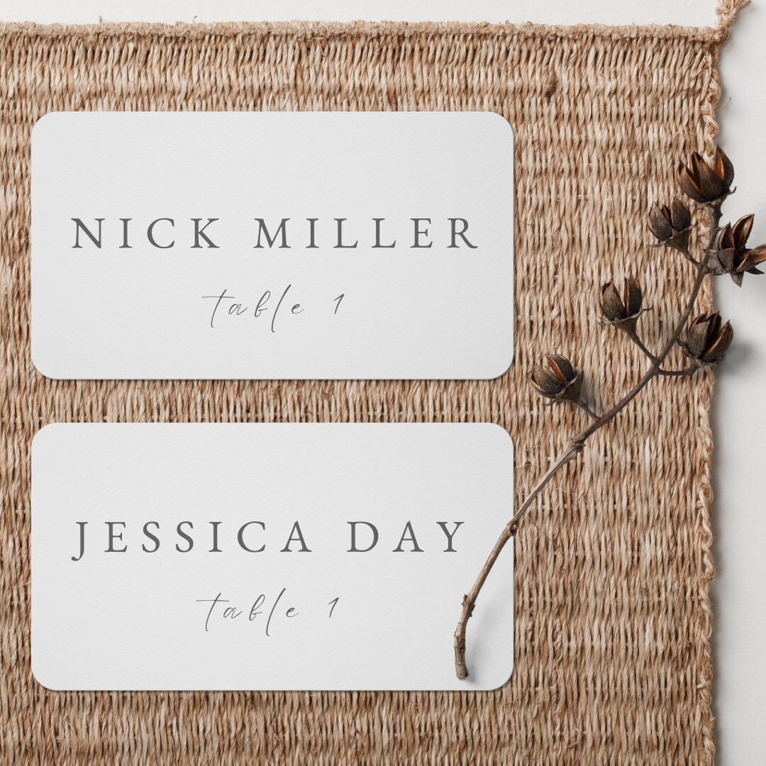 Template: Customizable Timeless & Chic Name Card Template for Weddings ...