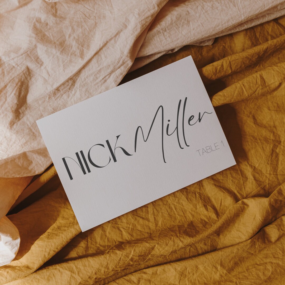 Template: Customizable Fun Retro Chic Name Card Place Card Template for ...