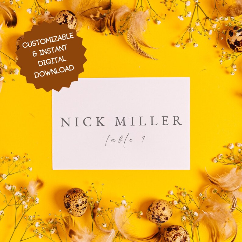 Template: Customizable Timeless & Chic Name Card Template for Weddings ...