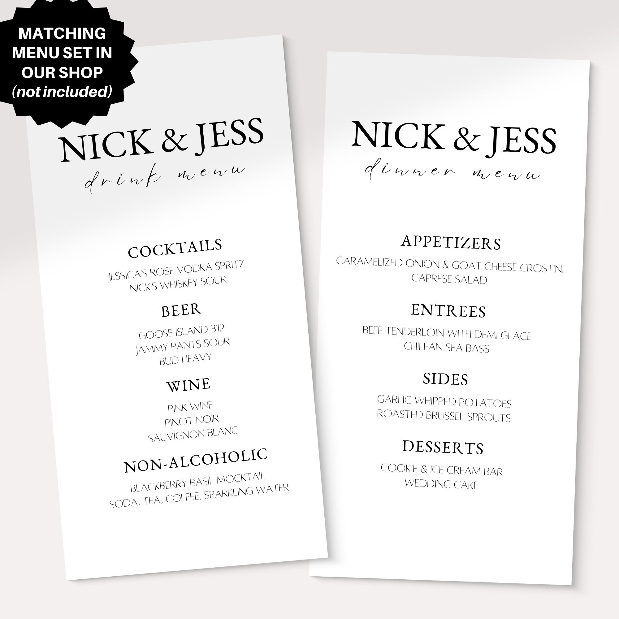 Template: Customizable Timeless & Chic Name Card Template for Weddings ...