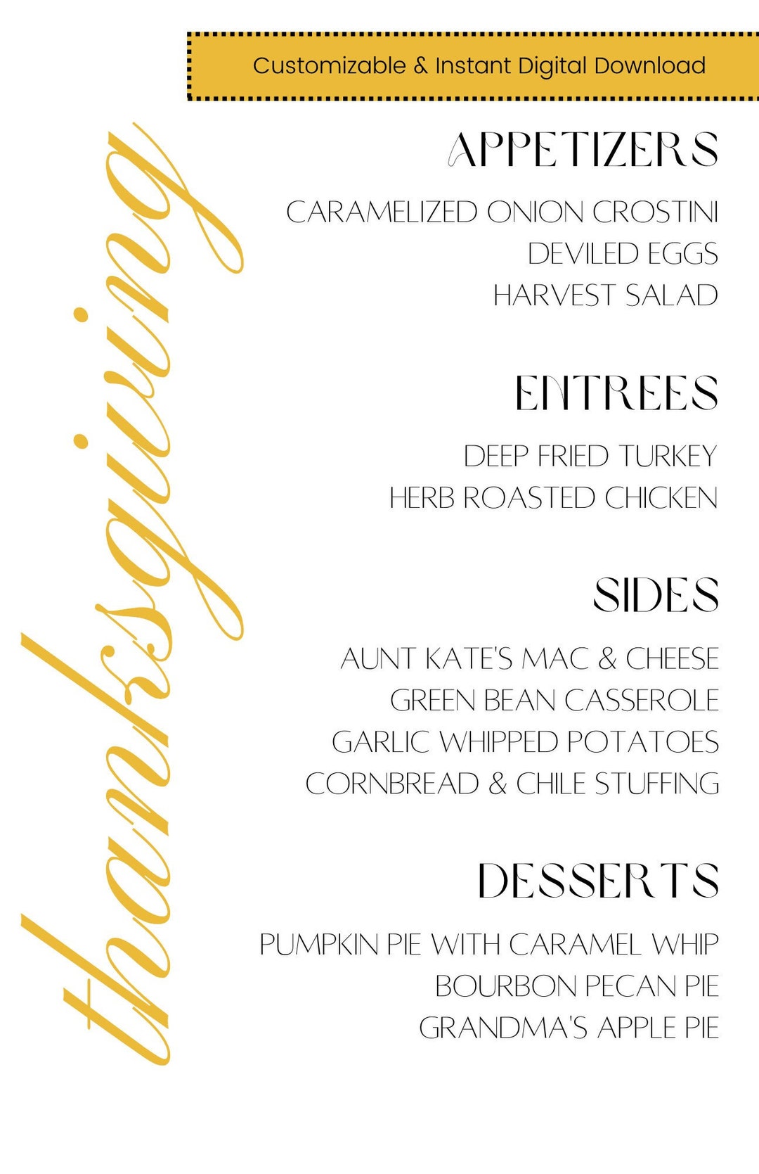 Customizable Friendsgiving Template Thanksgiving Dinner Menu Bar Menu ...