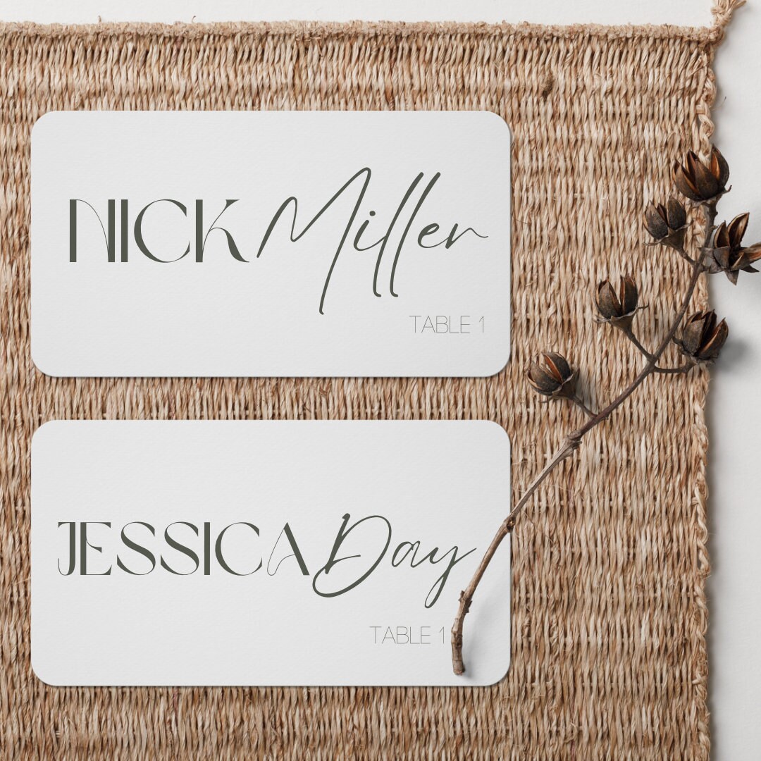 Template: Customizable Fun Retro Chic Name Card Place Card Template for ...