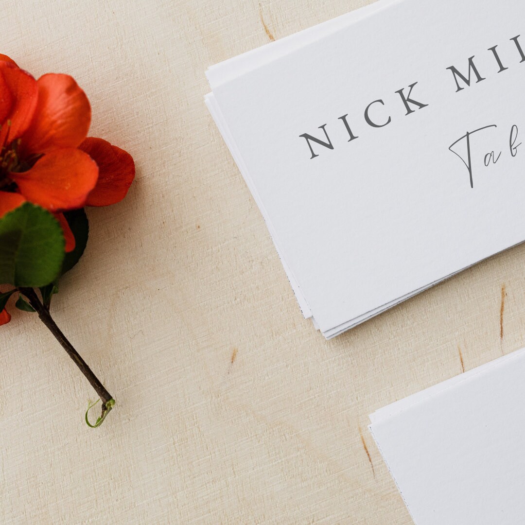 Template: Customizable Timeless & Chic Name Card Template for Weddings ...