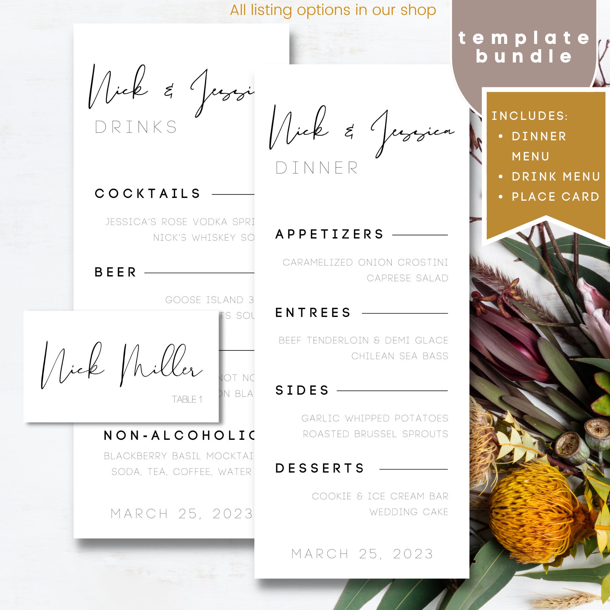 Digital Templates: Dinner Menu Template & Bar Menu Template/drink Menu ...