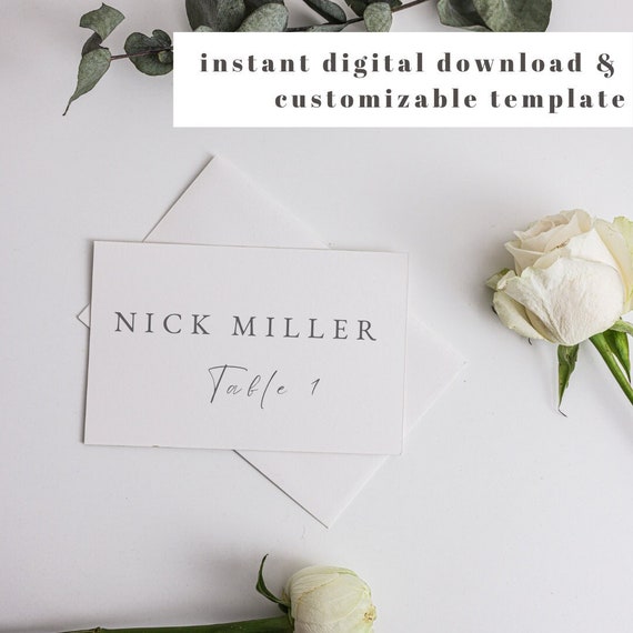 Template: Customizable Timeless & Chic Name Card Template for - Etsy