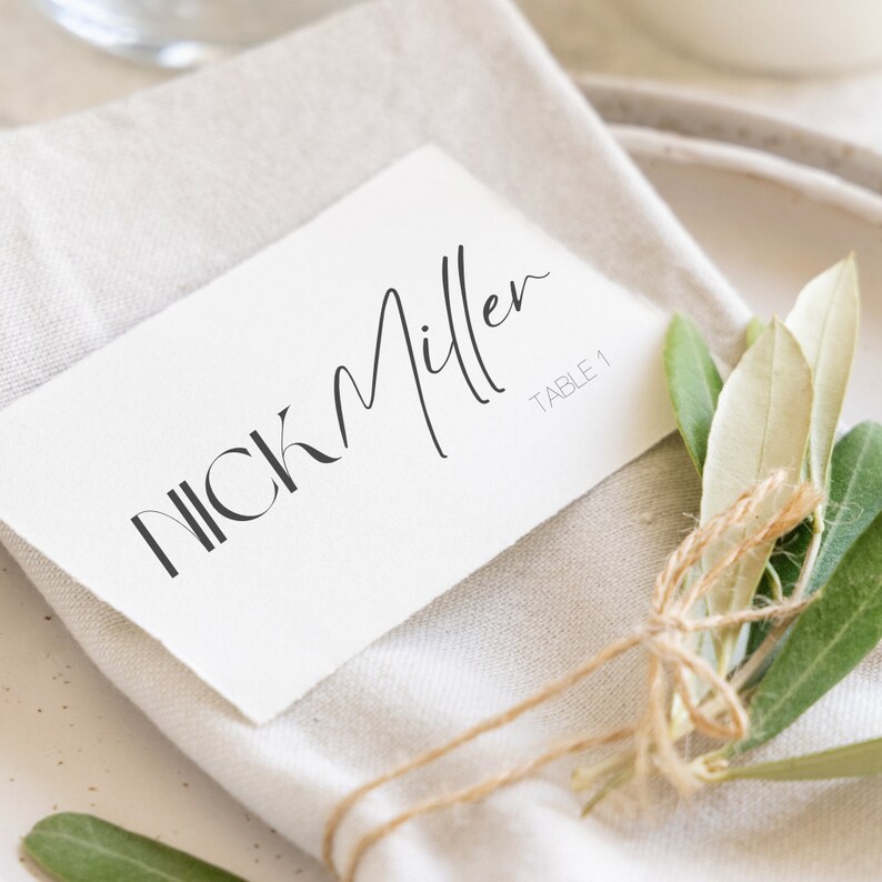 Template: Customizable Fun Retro Chic Name Card Place Card Template for ...