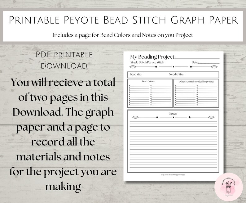 Beading Journal Paper, Printable Peyote Bead Graph Paper, Instant ...