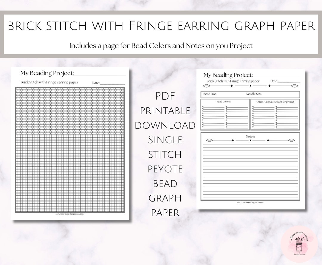 Beading Journal Paper, Printable Brick Stitch Bead Graph Paper, Instant ...