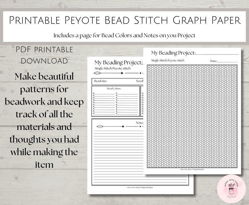 Beading Journal Paper, Printable Peyote Bead Graph Paper, Instant ...