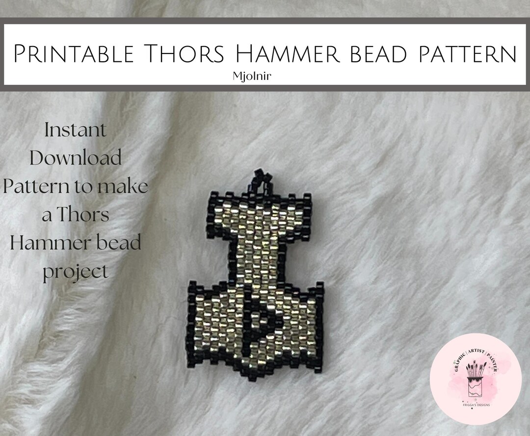 Mjolnir Earring Brick Stitch Pattern, Instant Download PDF Pattern ...