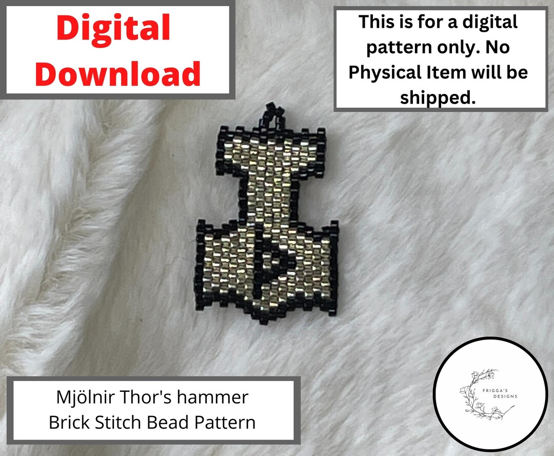Mjolnir Earring Brick Stitch Pattern Instant Download PDF - Etsy