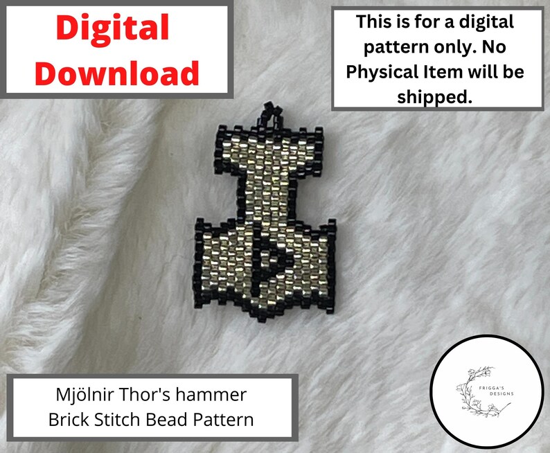 Mjolnir Earring Brick Stitch Pattern Instant Download PDF - Etsy