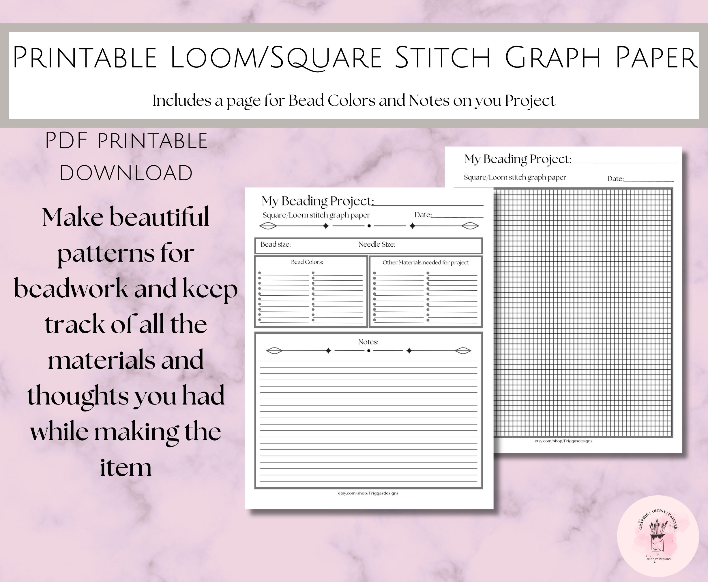 Graph Paper for Square Stitch or Loom Stitch for Beading, Instant ...