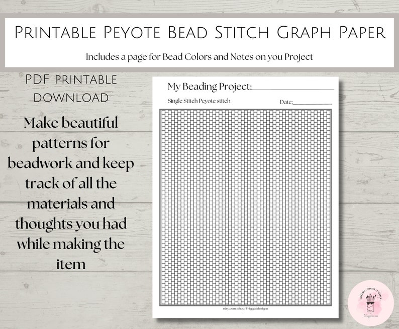 Beading Journal Paper, Printable Peyote Bead Graph Paper, Instant ...