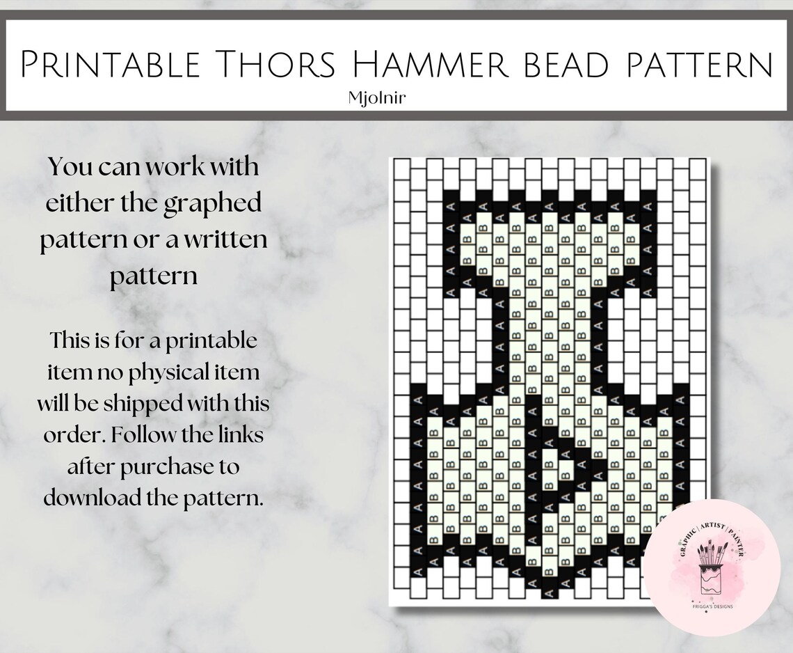 Mjolnir Earring Brick Stitch Pattern, Instant Download PDF Pattern ...