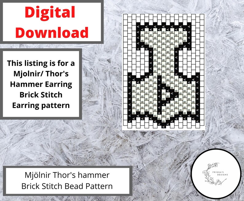 Mjolnir Earring Brick Stitch Pattern Instant Download PDF - Etsy