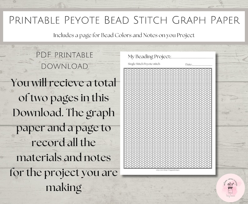 Beading Journal Paper, Printable Peyote Bead Graph Paper, Instant ...
