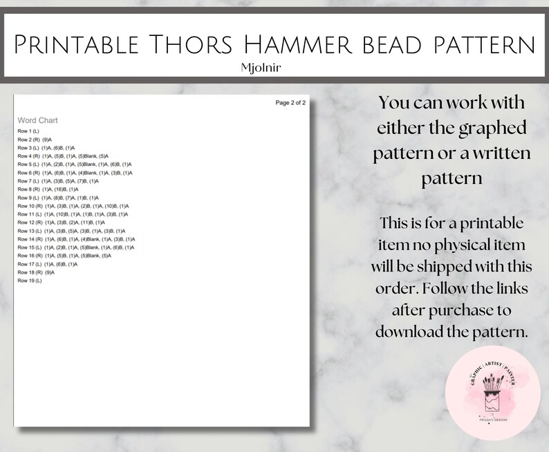 Mjolnir Earring Brick Stitch Pattern, Instant Download PDF Pattern ...