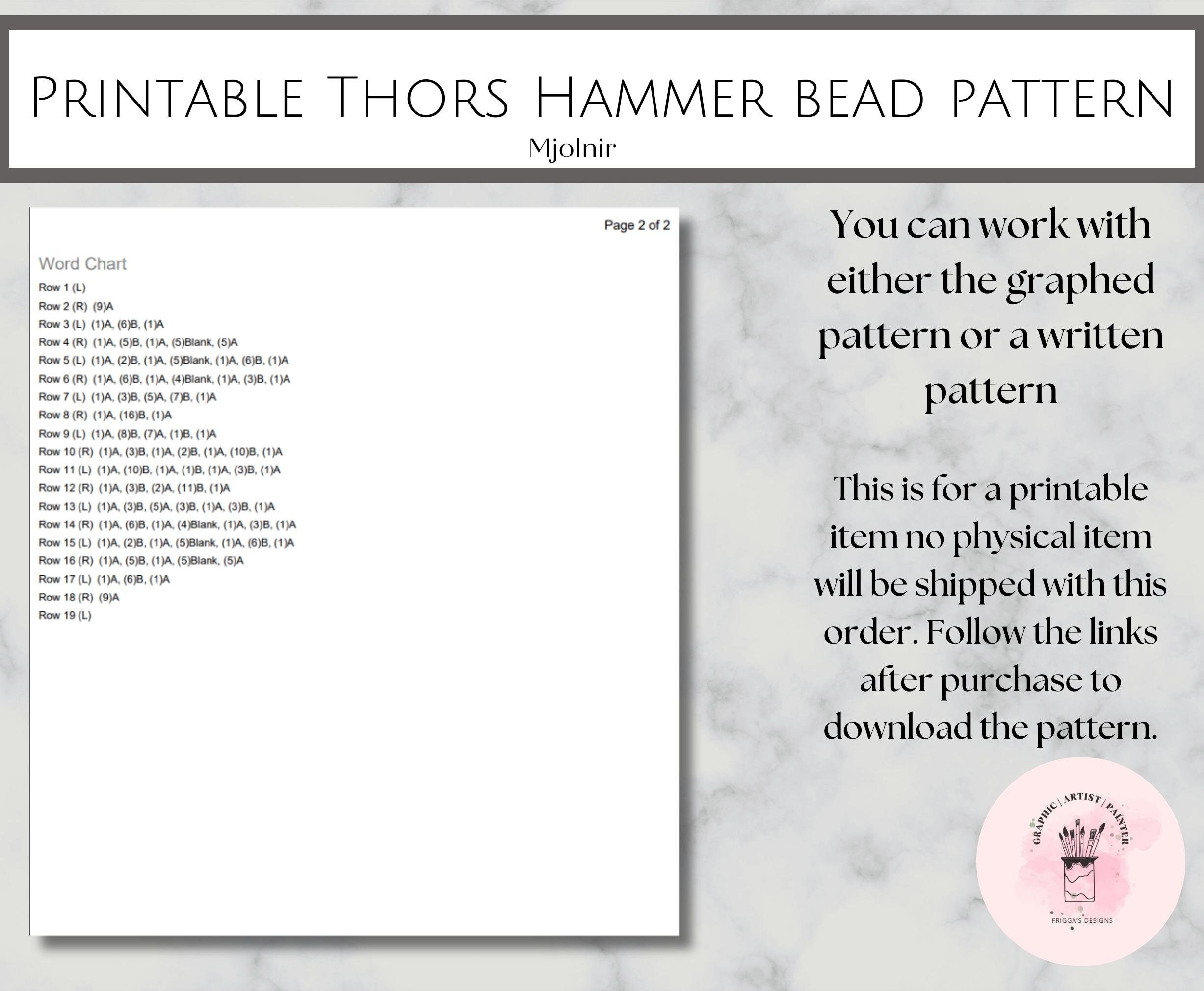 Mjolnir Earring Brick Stitch Pattern, Instant Download PDF Pattern ...