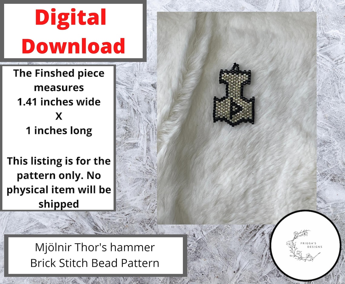 Mjolnir Earring Brick Stitch Pattern Instant Download PDF - Etsy